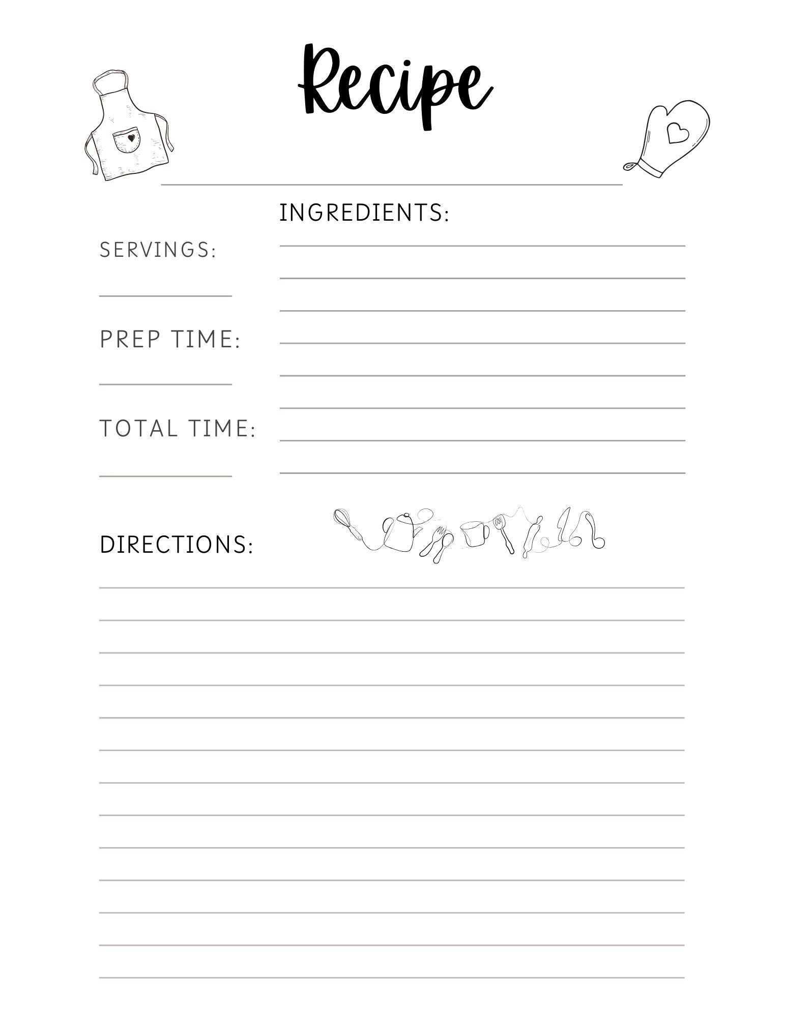 Printable and Editable PDF Recipe Book Template for Meal Planning ...