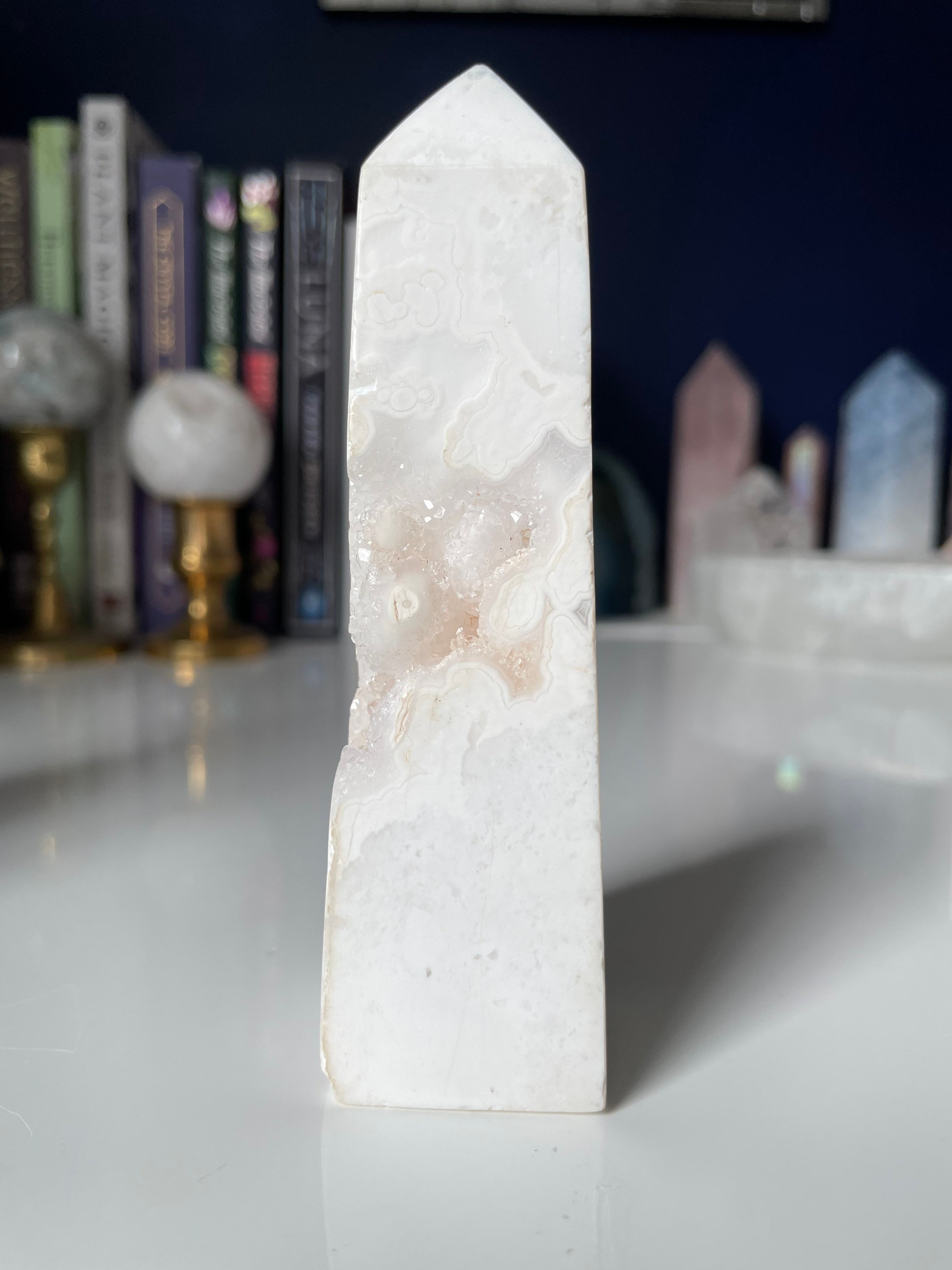 Snow agate druzy towers | Etsy