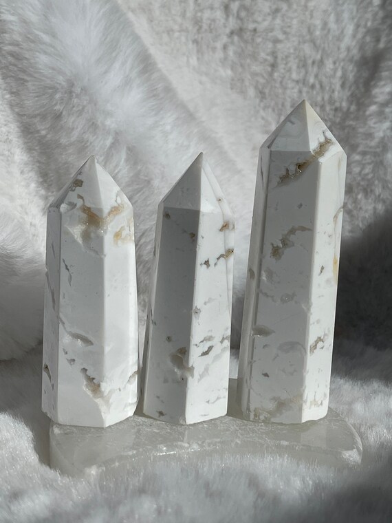 Snow agate druzy towers | Etsy