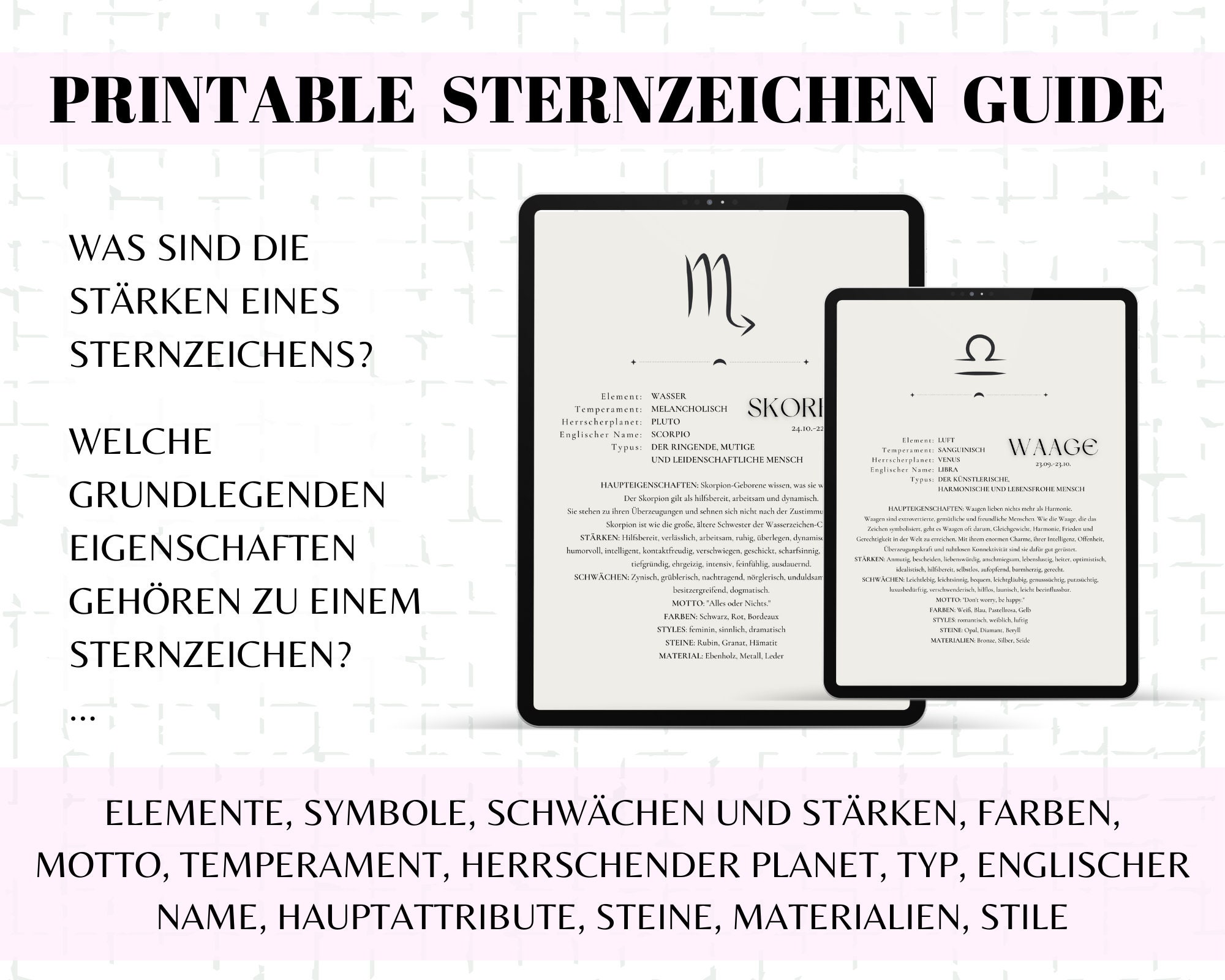 Sternzeichen GUIDE I Astrologie Journal I Sternzeichen I Spickzettel I ...