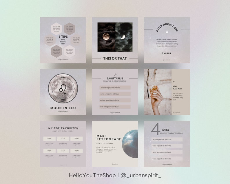 Canva Template, Astrology, Zodiac Signs, Editable Templates, Digital ...