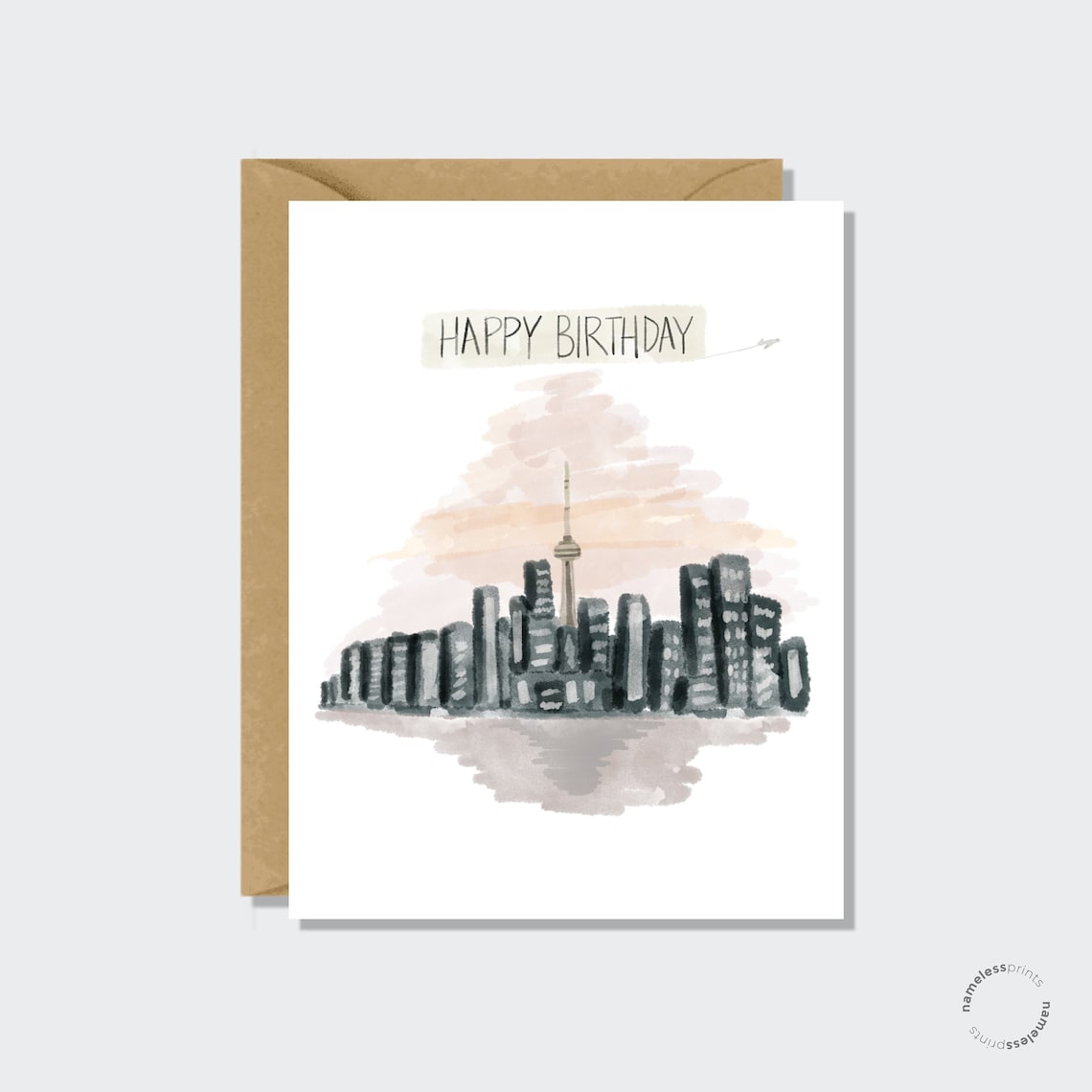 Birthday Card From Toronto, Skyline, Watercolour - Etsy