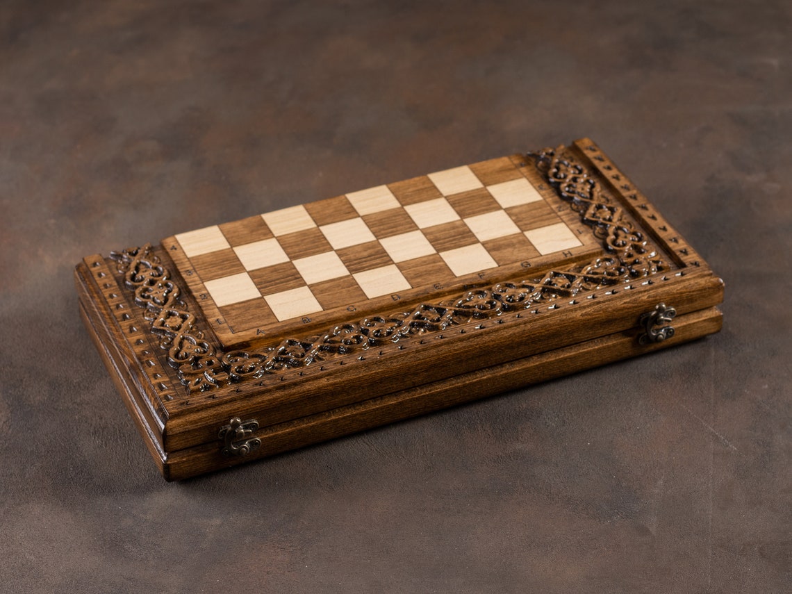 Hand-carved Wooden Chess Set With Beautiful Carved Patterns - Etsy