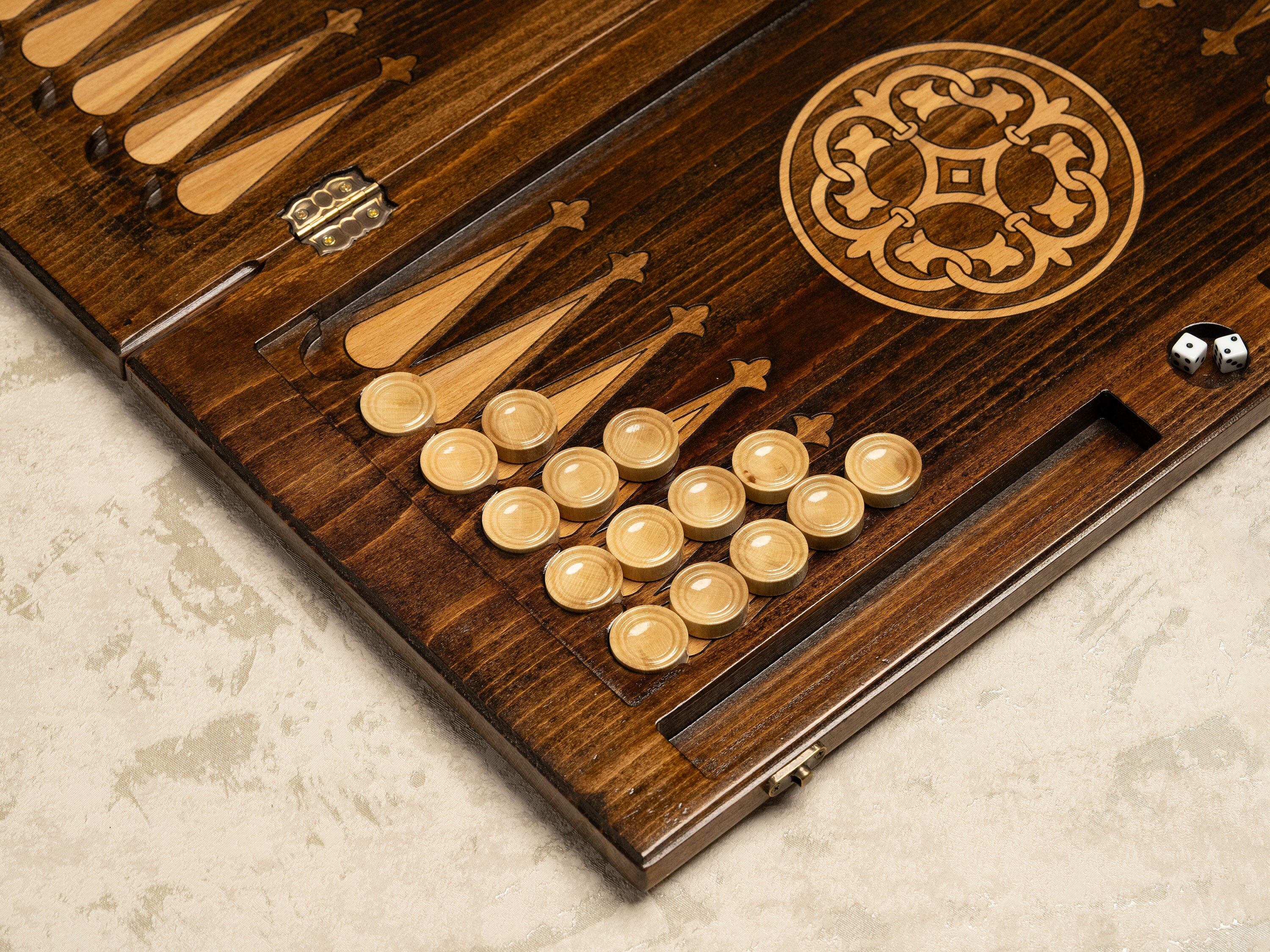 Wooden Backgammon Set With Ornament Design - Etsy