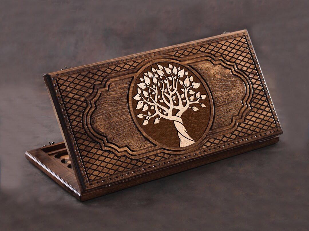 Wooden Backgammon Set, Hand-carved Backgammon Set - Tree - Etsy