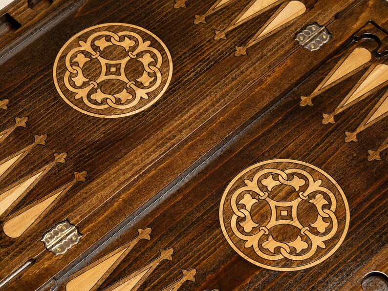 Wooden Backgammon Set With Ornament Design - Etsy