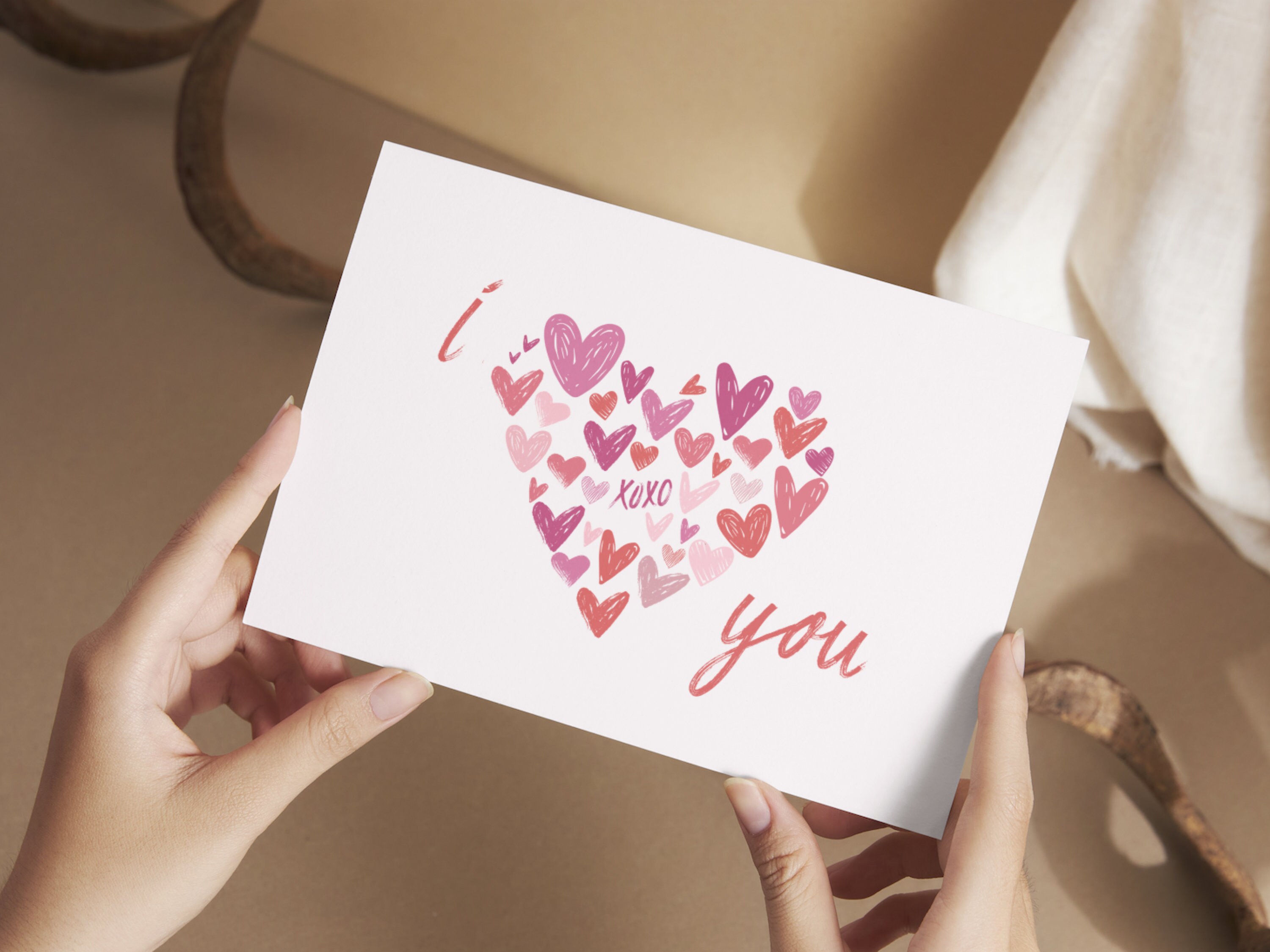 Printable Valentines Day Card i Love You With Hearts Instant Digital ...