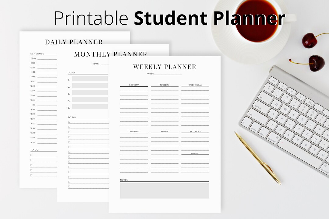 Printable Student Planner Bundle PDF in A4 and A5 Size Minimalistic and ...