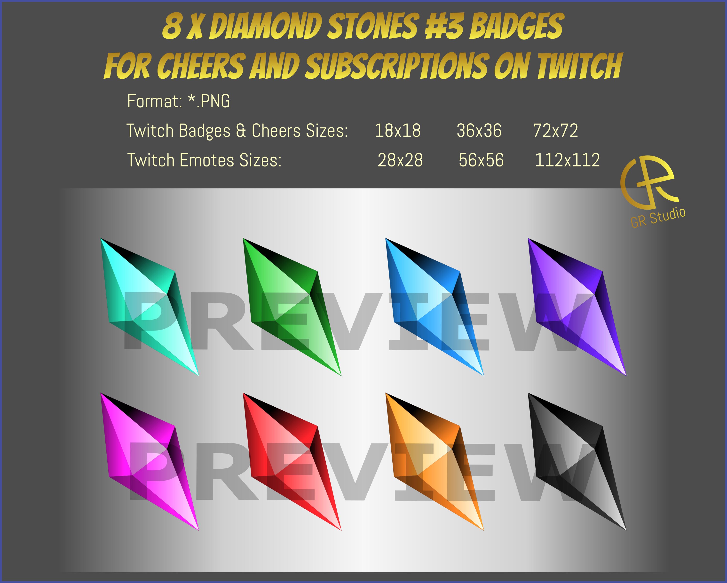 Art & Collectibles Drawing & Illustration Digital 8 x Diamond Stones #8 ...