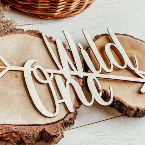 He's A Wild One Cursive Banner / Gold Glitter Script First - Etsy