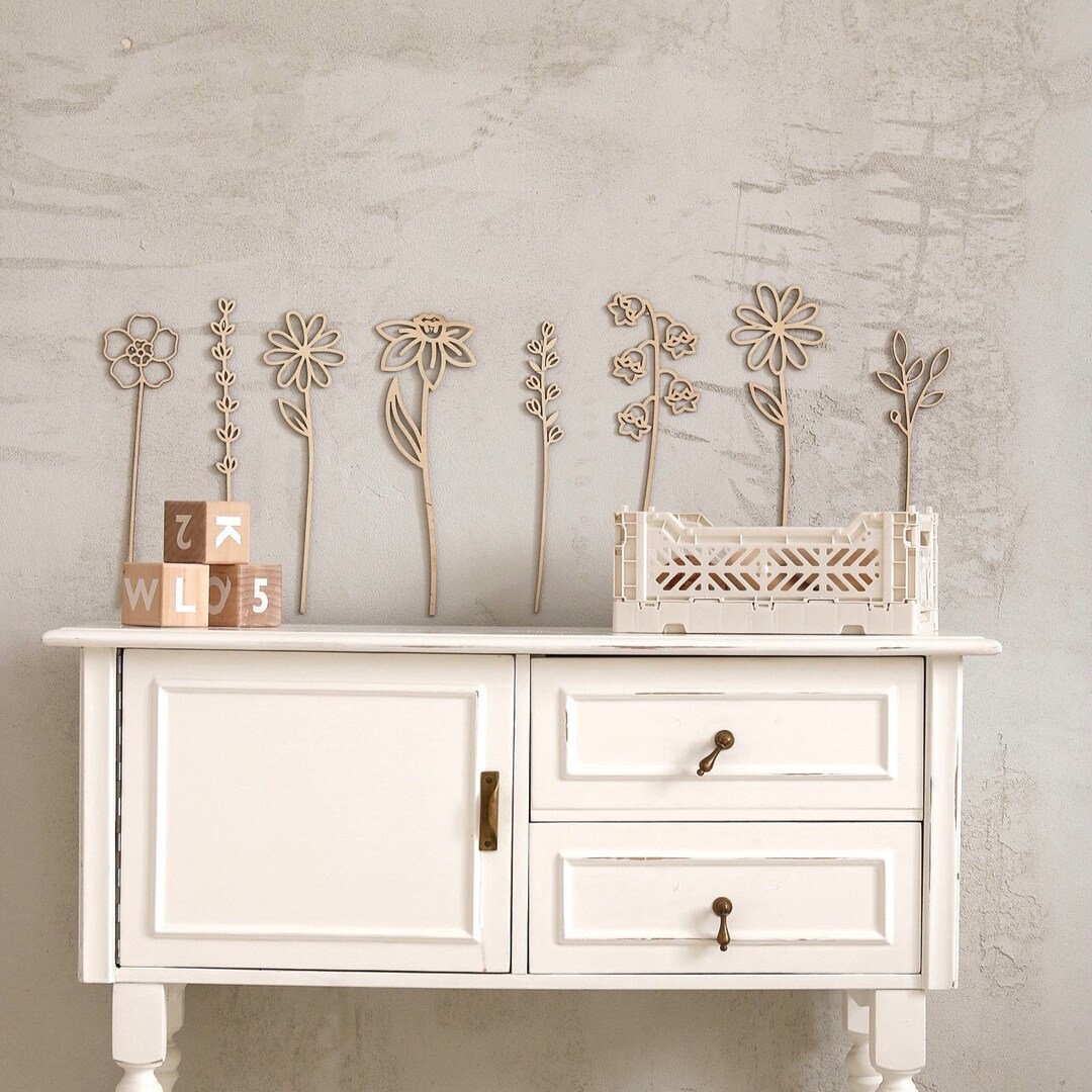 Wildblumen Aus Holz , Wooden Wall Decoration , Kinderzimmer Dekoration ...