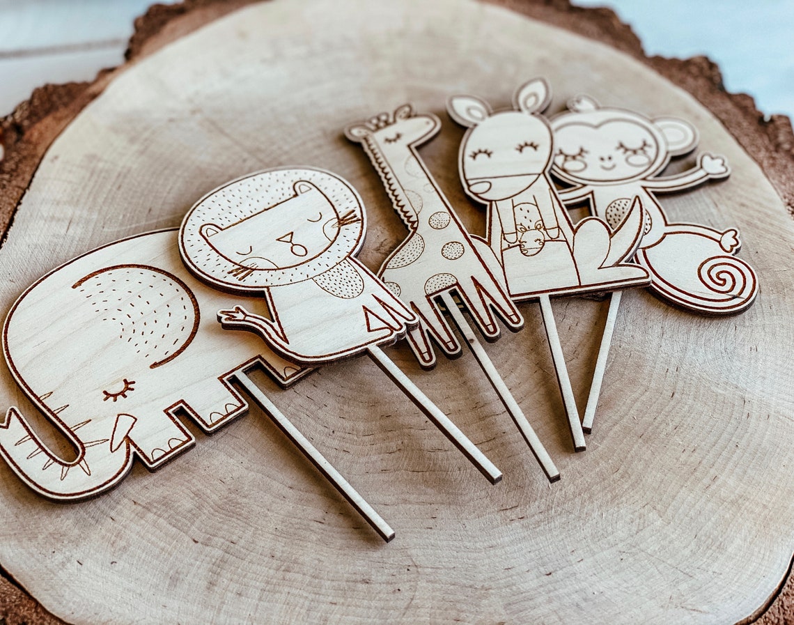 Cake Topper Animals Safari Happy birthday Party Topper Safari | Etsy