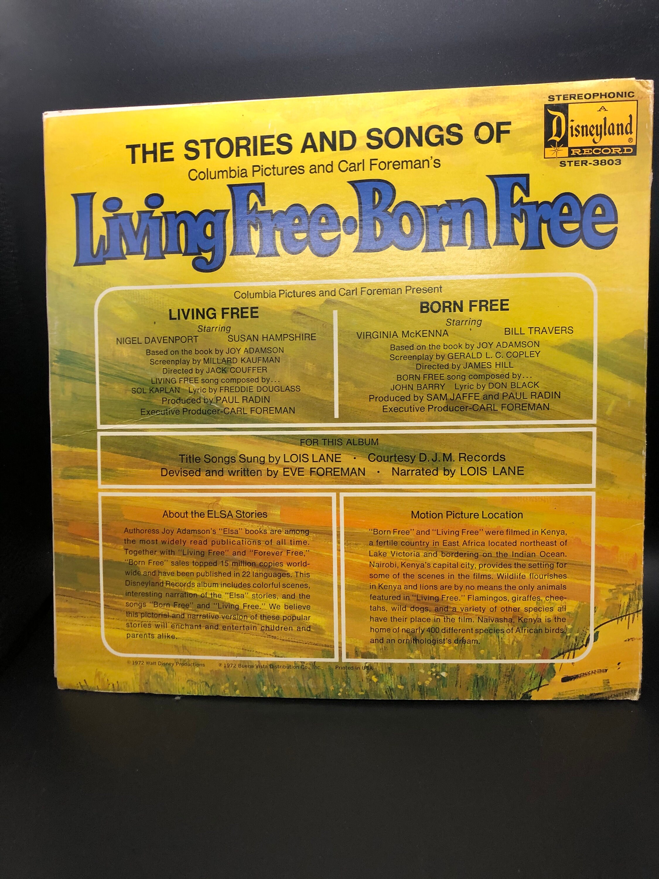 Living Free Born Free Soundtrack lp_record Disney - Etsy