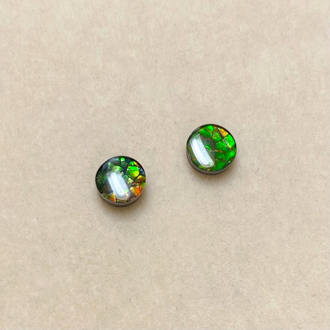 Natural Canadian Ammolite Triplet Pair of Loose Beads 5 MM Small KE415 ...