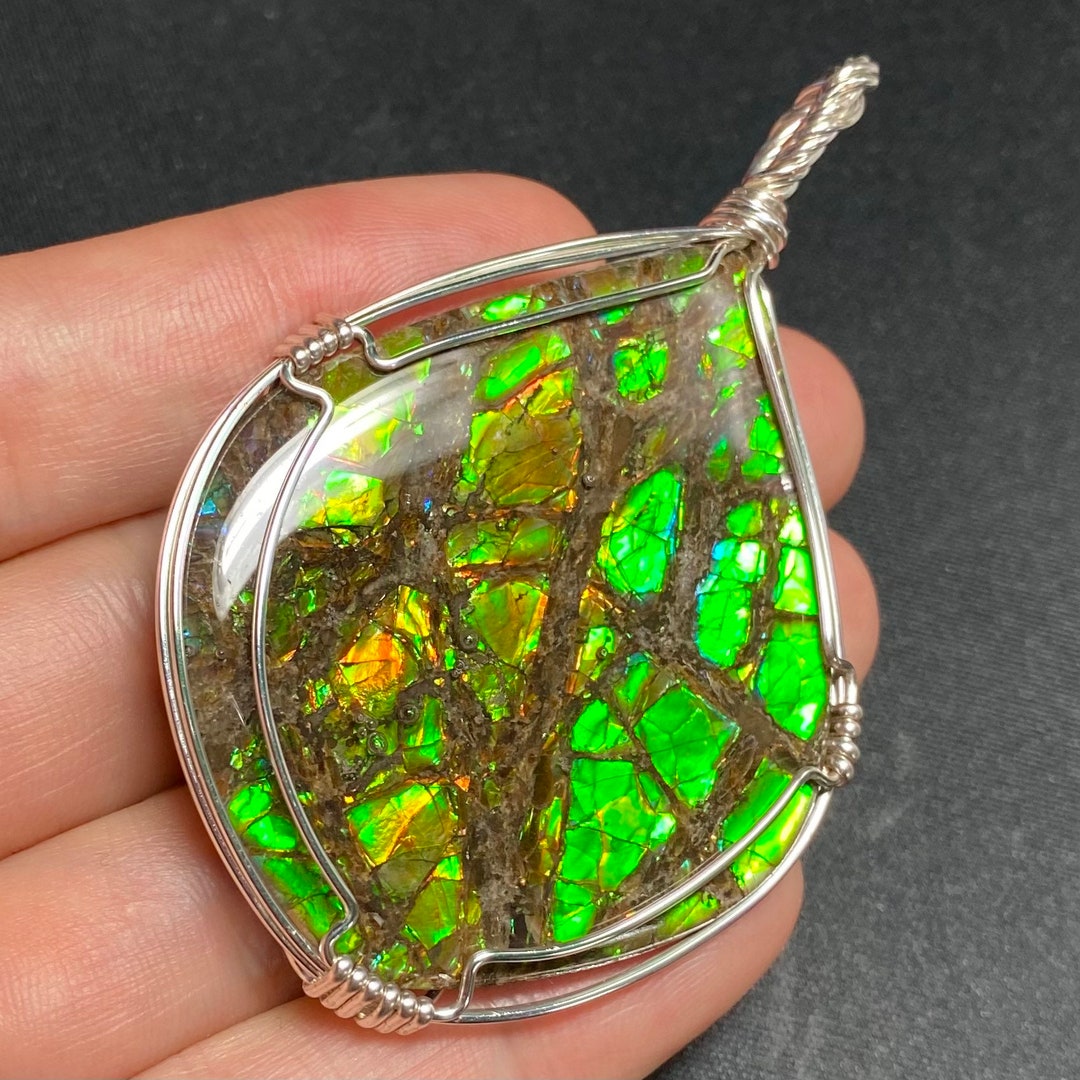 CLEARANCE: Natural Canadian Ammonite Pendant Freeform Gemstone 58X46 Mm ...