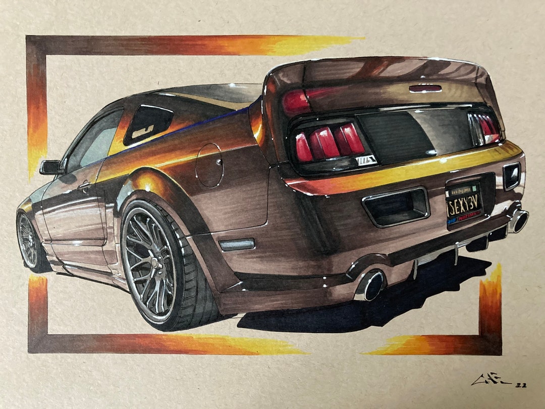 Mustang S197 Original and Unique Drawing Hand Made on 9x12” High ...