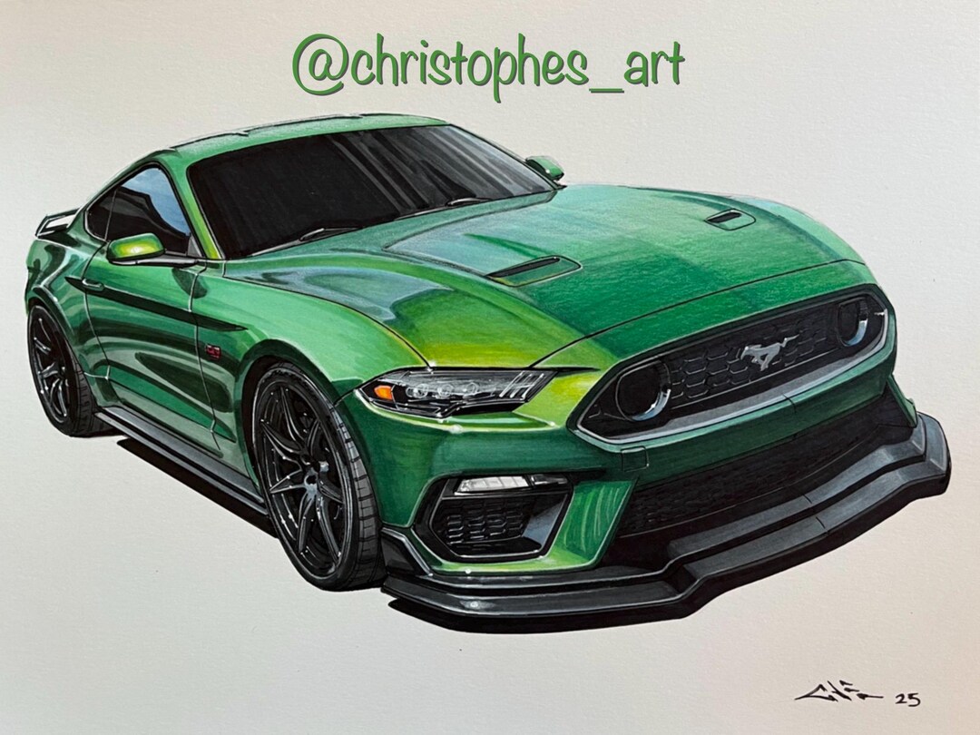 S550 Mustang Drawing: Original Handmade Car Art (9x12") - Etsy