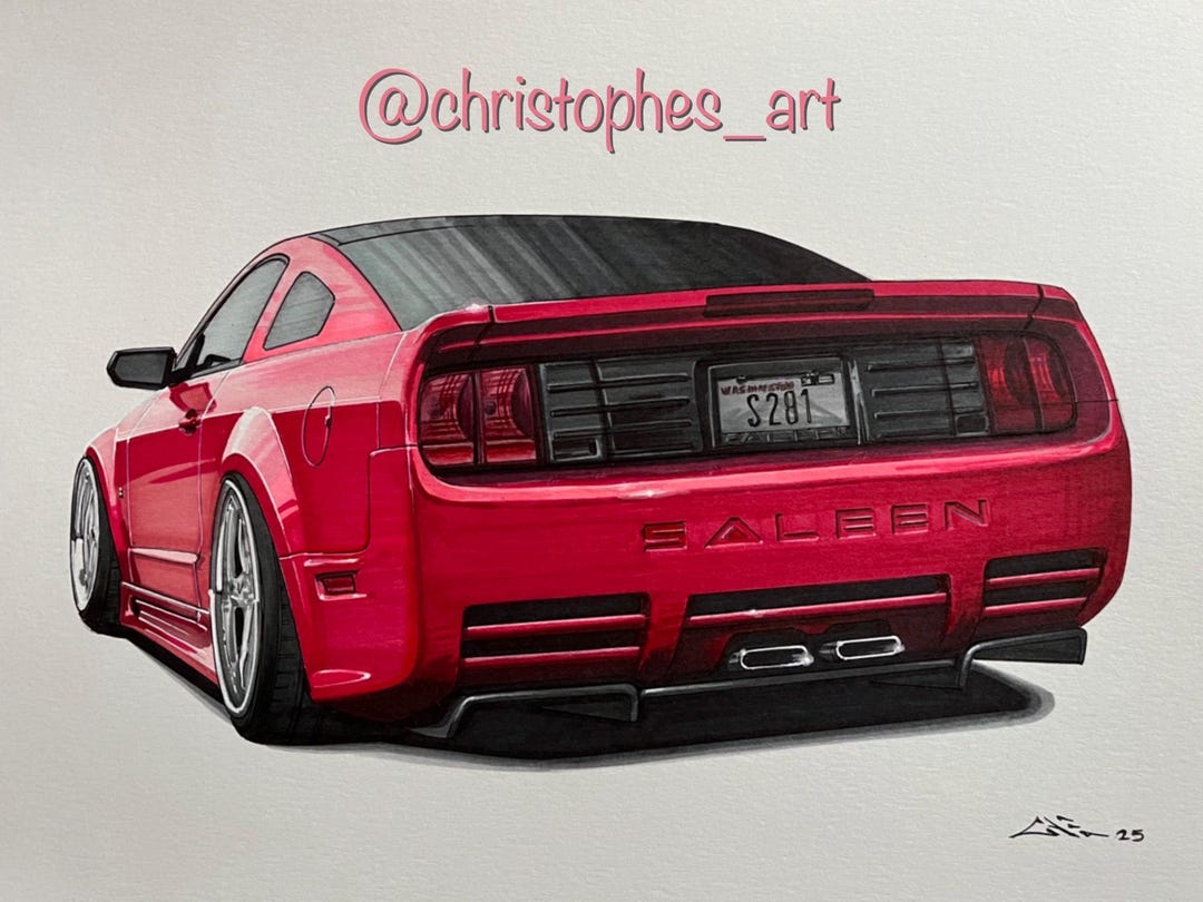 Saleen Mustang S197 Drawing: Original Handmade Car Art (9x12") - Etsy