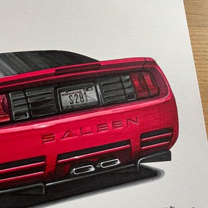 Saleen Mustang S197 Drawing: Original Handmade Car Art (9x12") - Etsy