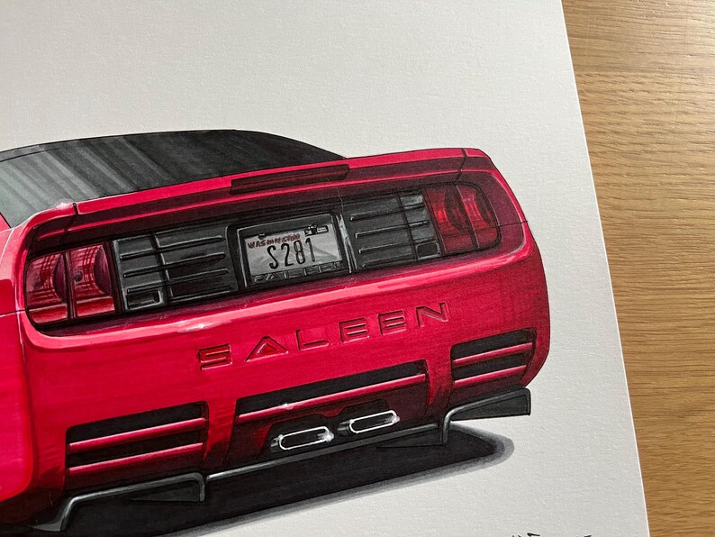 Saleen Mustang S197 Drawing: Original Handmade Car Art (9x12") - Etsy