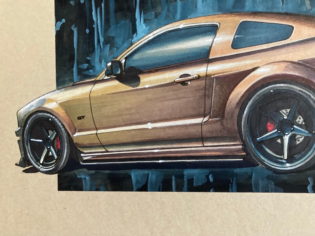 Handmade Mustang S197 Drawing: Original Car Art (9x12") - Etsy