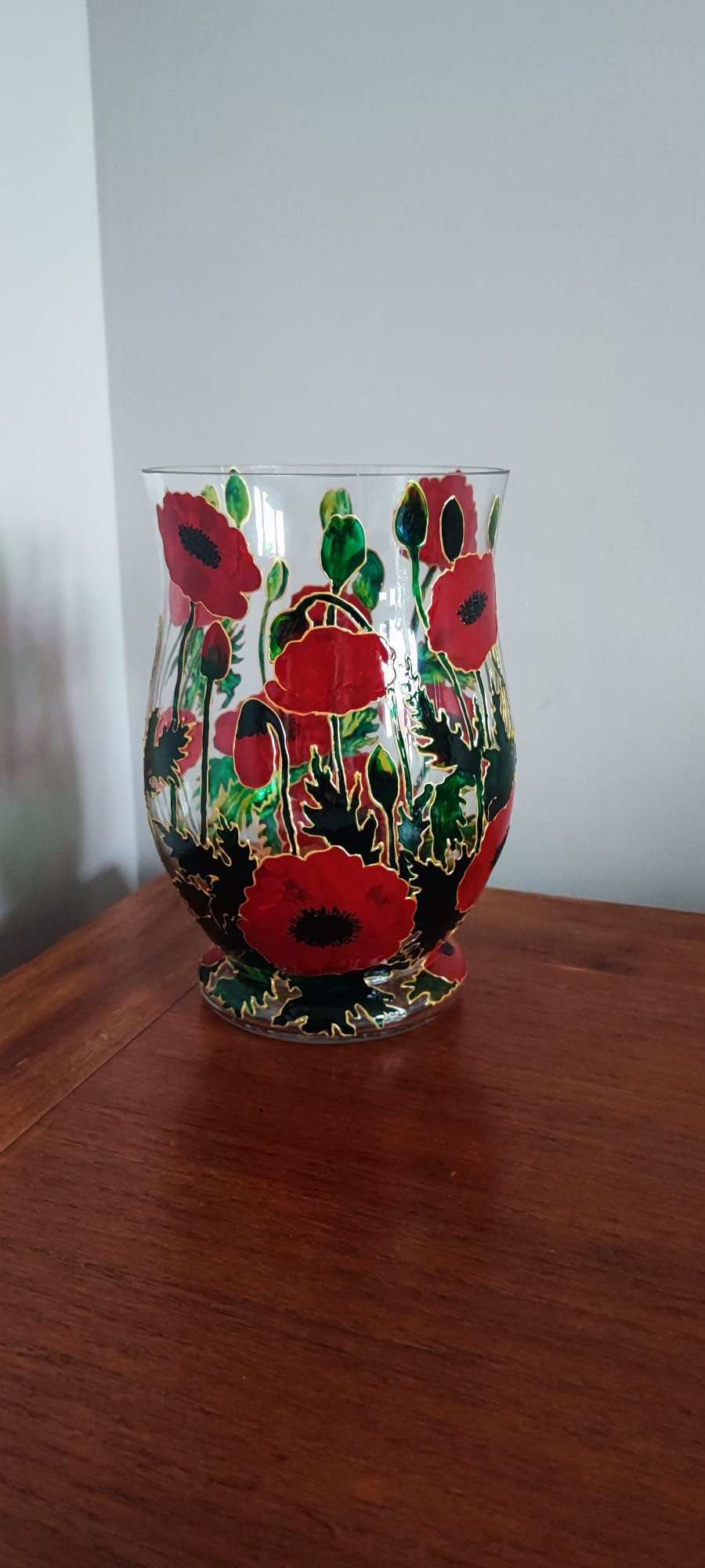 Red Poppy Flowers Tall Vase. Hand Painted Customised Vase. U.K. - Etsy