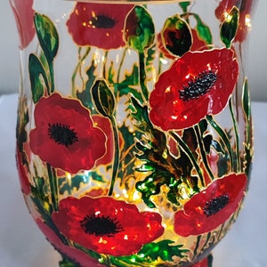 Red Poppy Flowers Tall Vase. Hand Painted Customised Vase. U.K. - Etsy