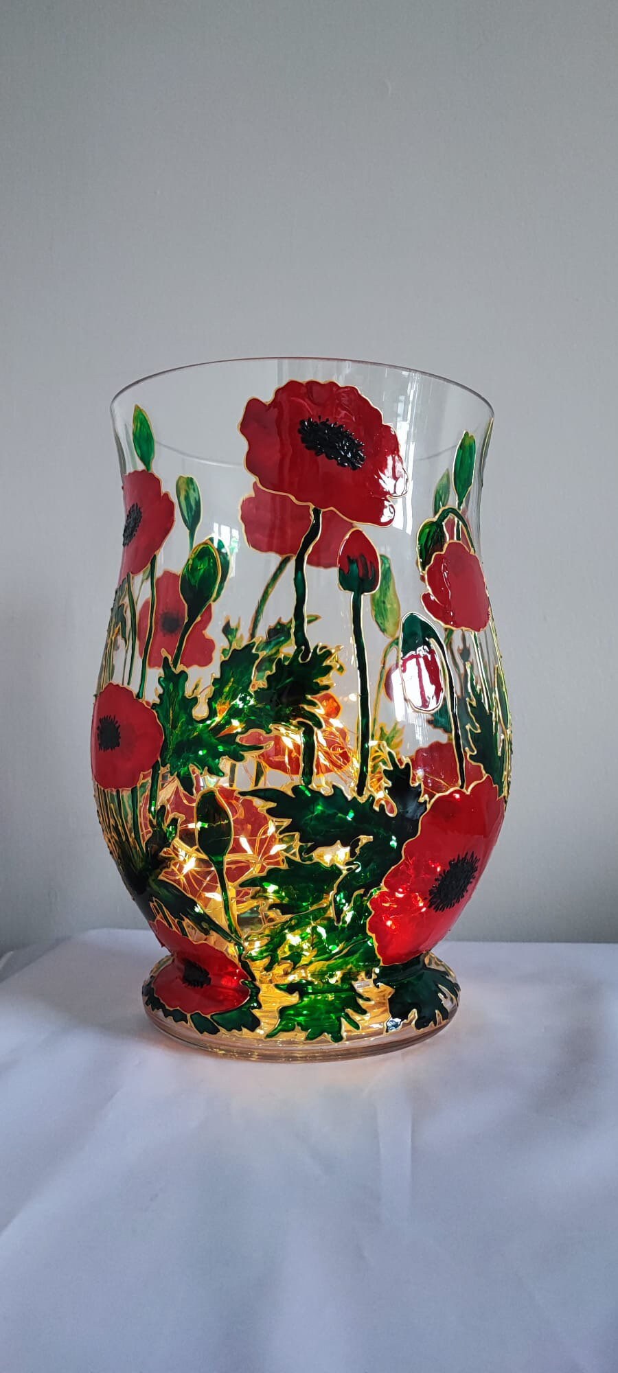 Red Poppy Flowers Tall Vase. Hand Painted Customised Vase. U.K. - Etsy