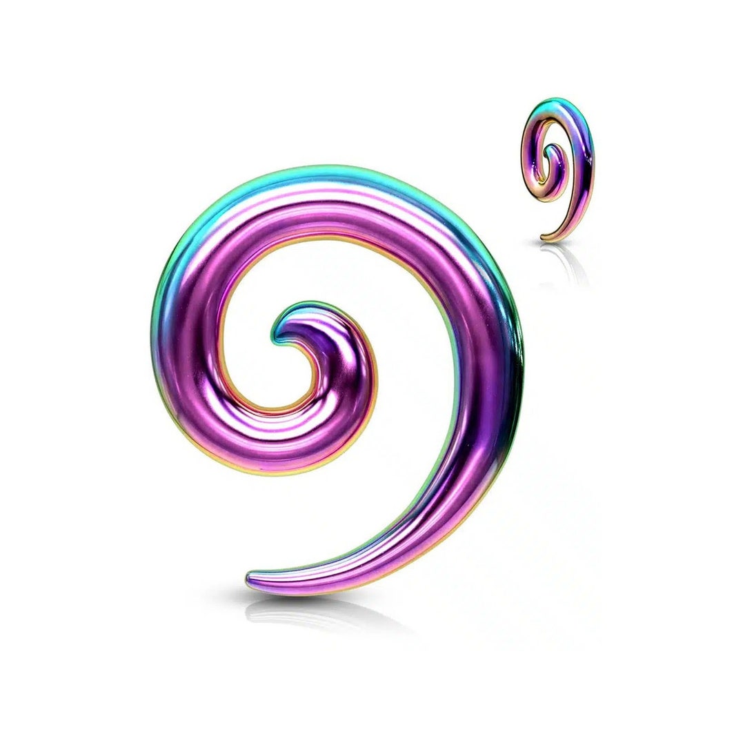 Surgical Steel Rainbow Spiral Coil Ear Taper Earring Expander Stretcher ...