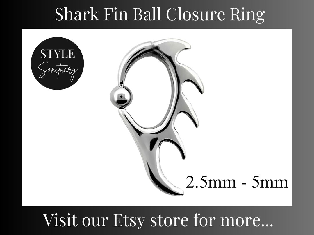 Shark Fin Ball Closure Ring Captive Bead Earring Ear Lobe Stretcher ...