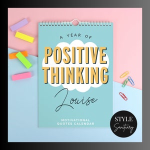Personalised A4 Positive Thinking Calendar - Monthly Wall Planner With ...