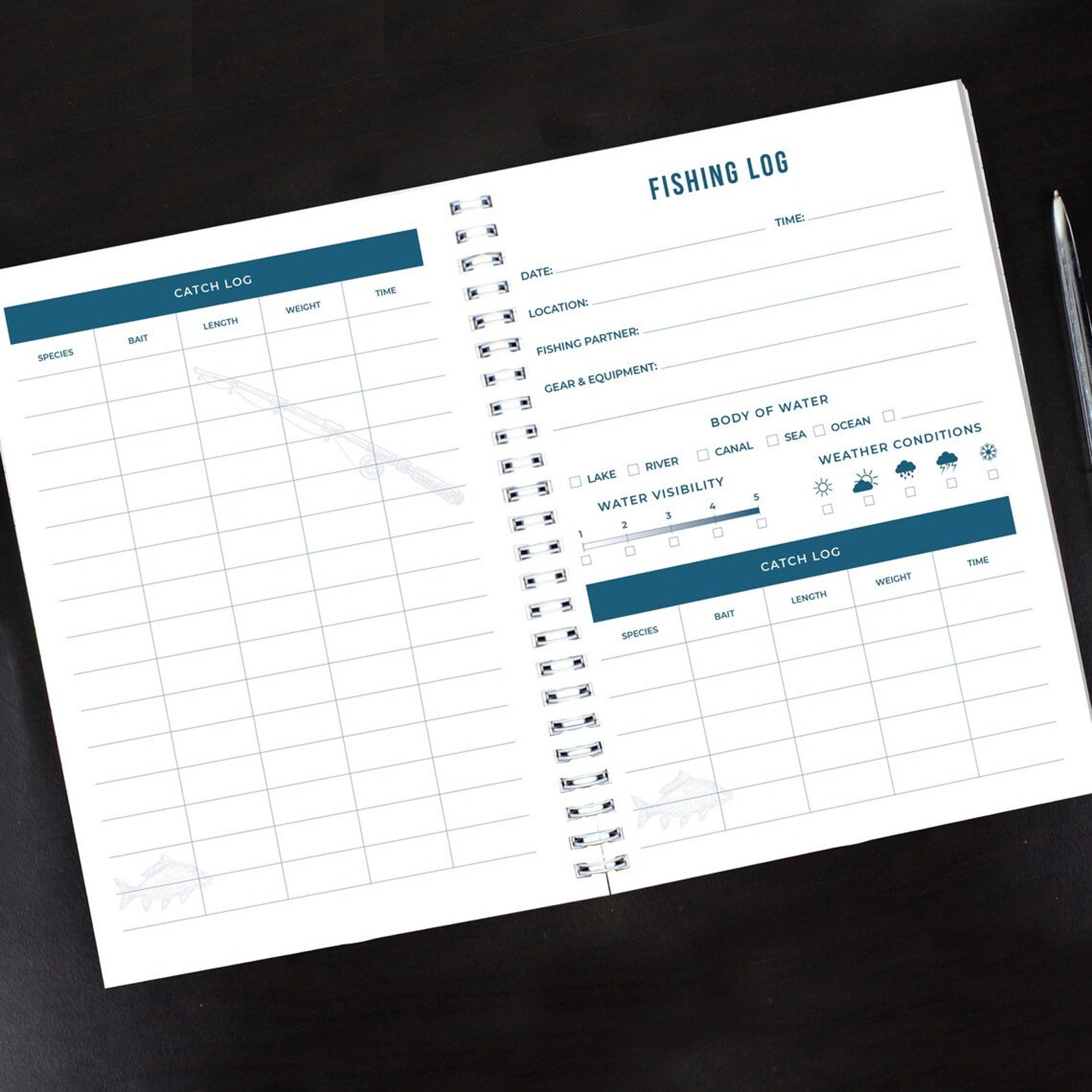 Personalised A5 Fishing Log Book - Journal Diary Notebook - Anglers ...