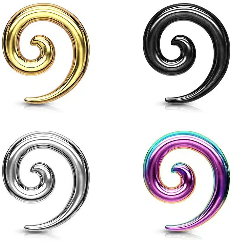 Surgical Steel Black Spiral Coil Ear Taper Earring Expander Stretcher ...