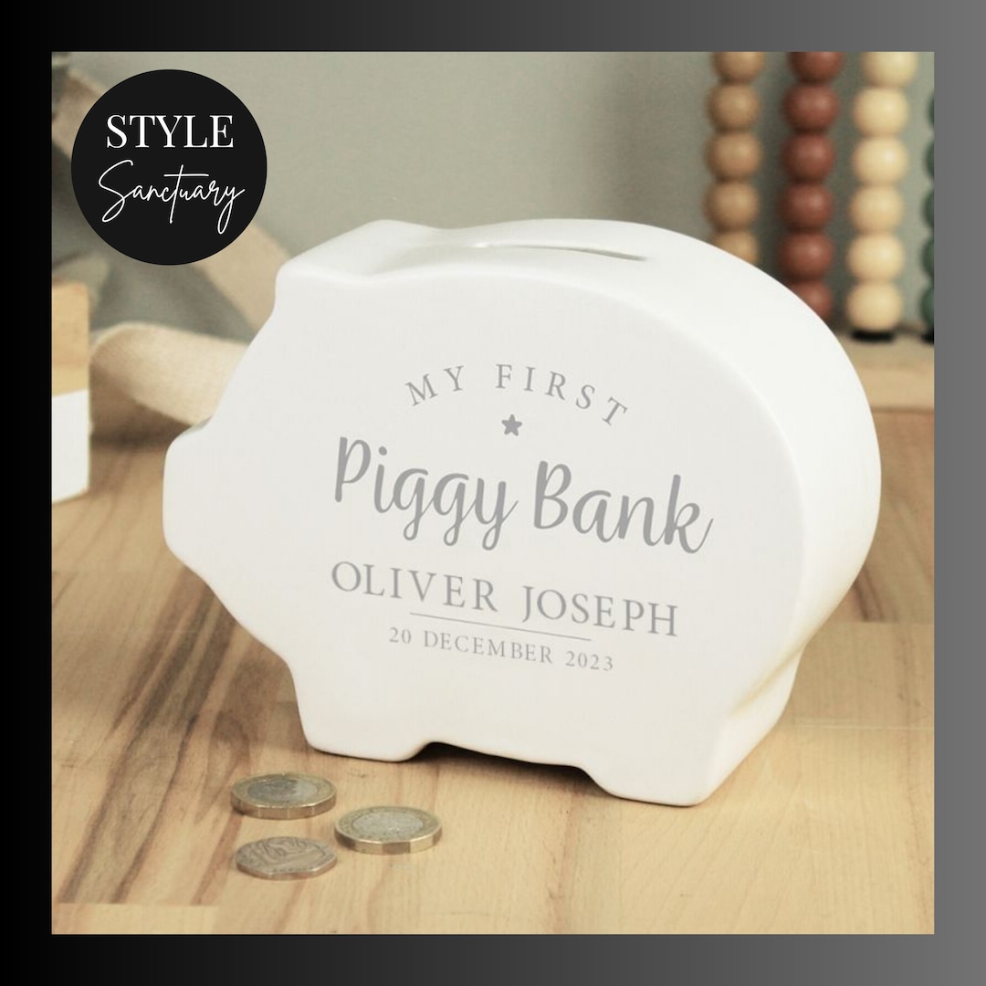 Personalised My First Piggy Bank - Children's Money Box - Customise ...