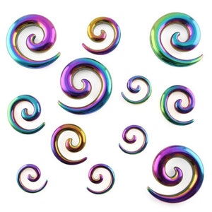 Surgical Steel Rainbow Spiral Coil Ear Taper Earring Expander Stretcher ...