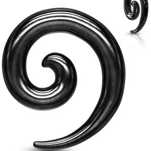 Surgical Steel Black Spiral Coil Ear Taper Earring Expander Stretcher ...