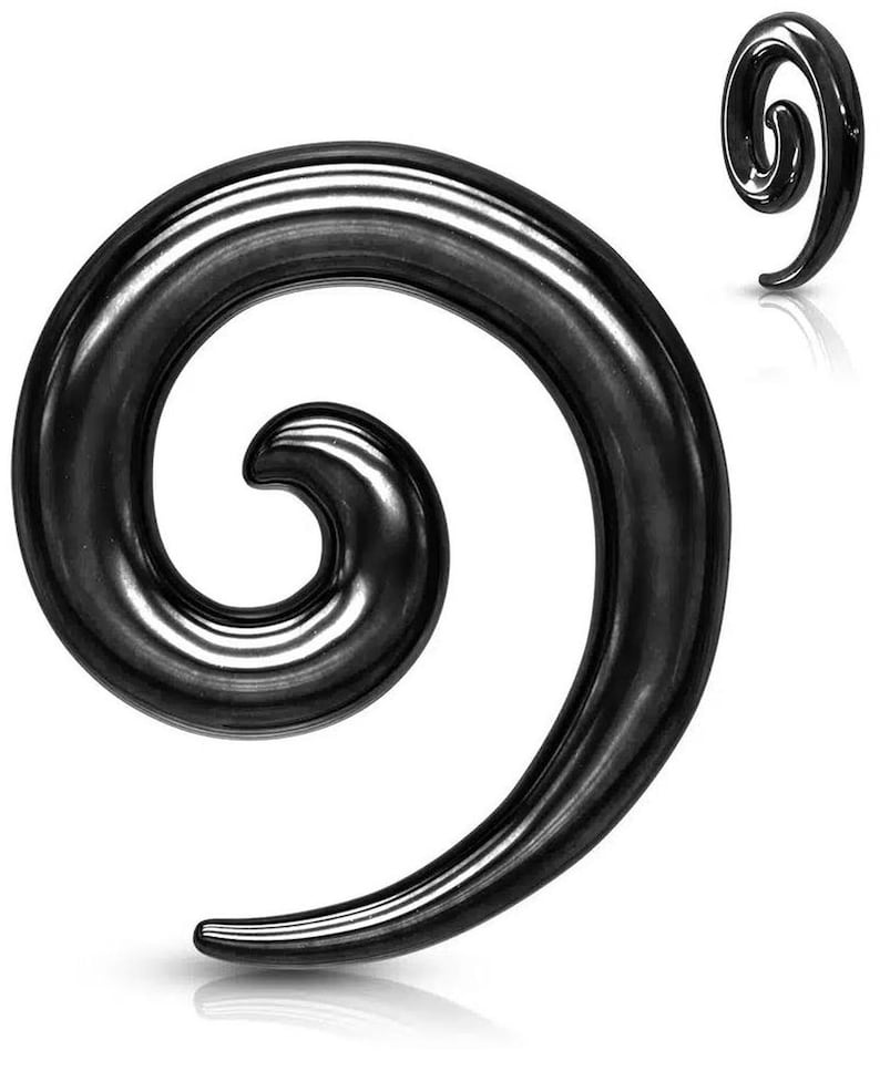 Surgical Steel Black Spiral Coil Ear Taper Earring Expander Stretcher ...