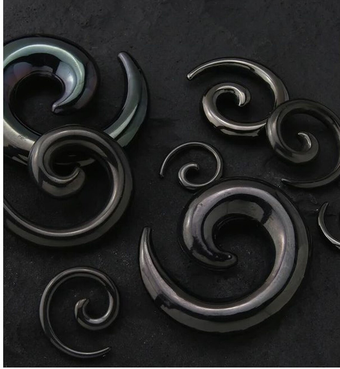 Surgical Steel Black Spiral Coil Ear Taper Earring Expander Stretcher ...