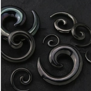 Surgical Steel Black Spiral Coil Ear Taper Earring Expander Stretcher ...