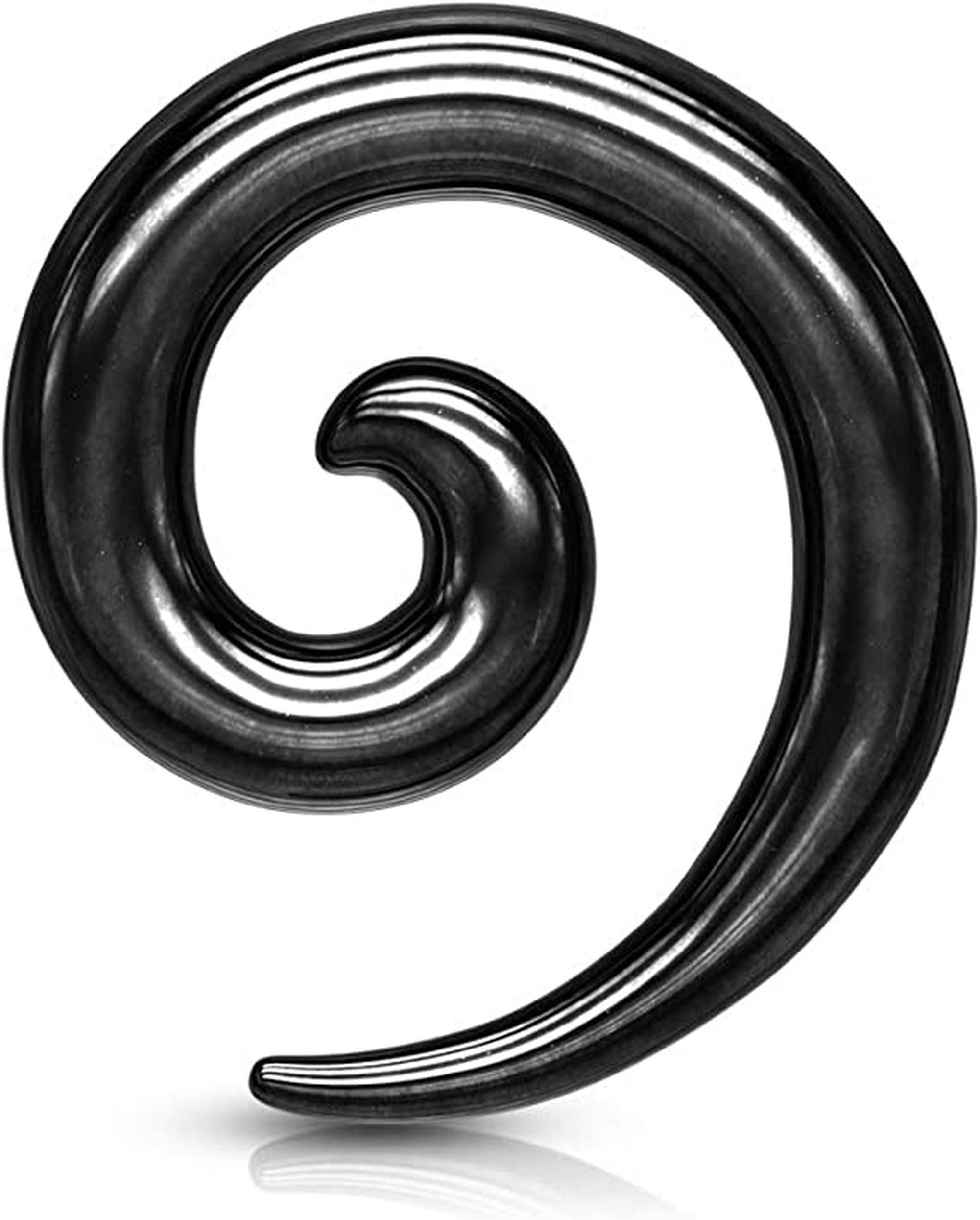 Surgical Steel Black Spiral Coil Ear Taper Earring Expander Stretcher ...