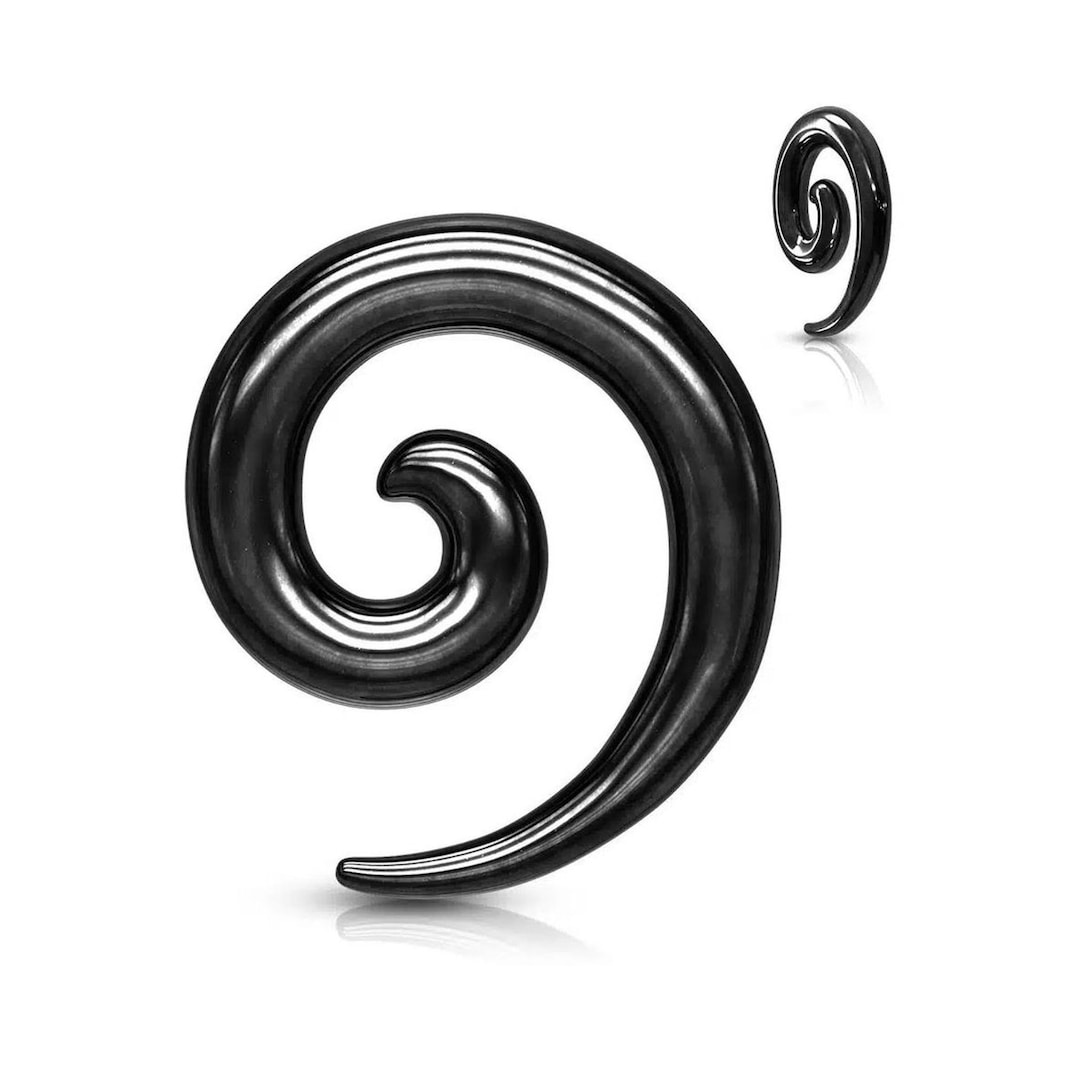 Surgical Steel Black Spiral Coil Ear Taper Earring Expander Stretcher ...