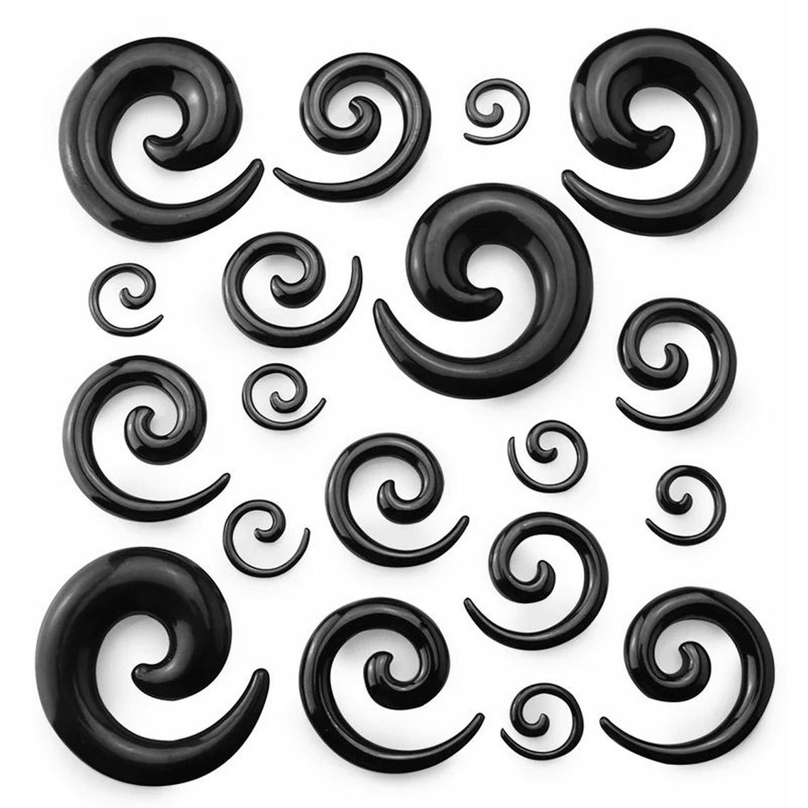 Surgical Steel Black Spiral Coil Ear Taper Earring Expander Stretcher ...