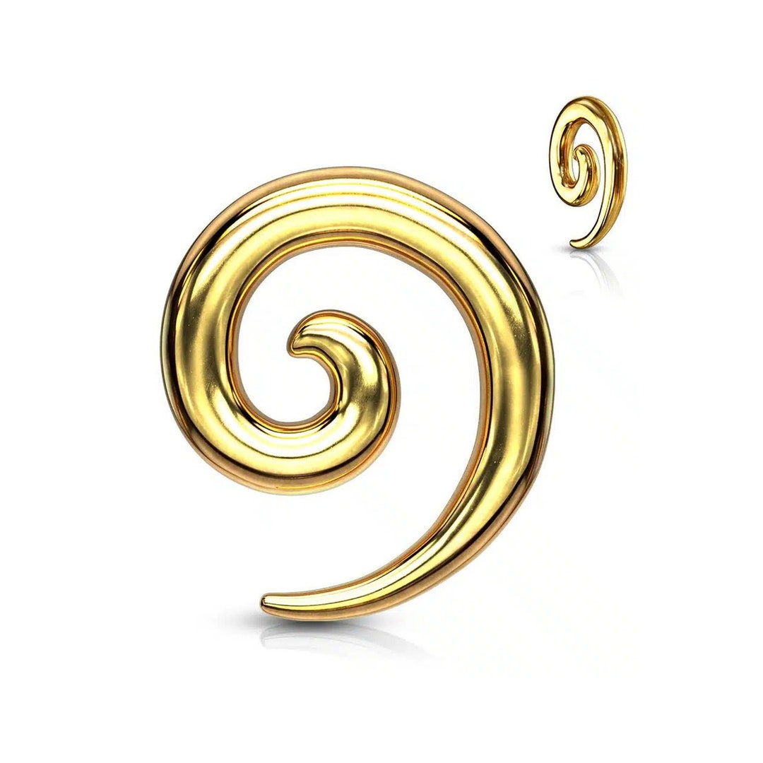 Surgical Steel Gold Spiral Coil Ear Taper Earring Expander Stretcher ...