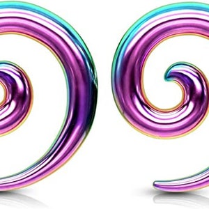 Surgical Steel Rainbow Spiral Coil Ear Taper Earring Expander Stretcher ...