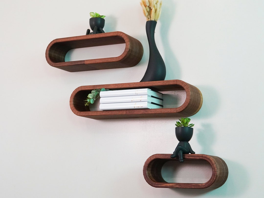 Mid-century Modern Curved Floating Shelves | Modern Floating Wall Shelf ...