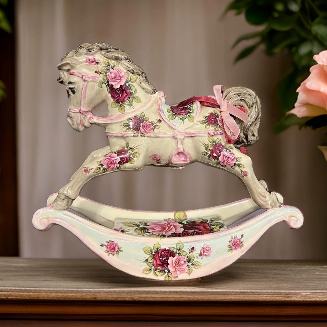 Floral Porcelain Rocking Horse - Etsy