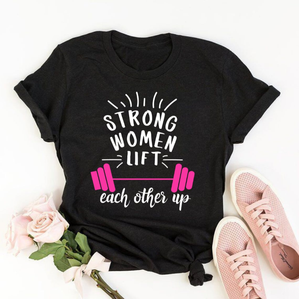Strong Women Lift Tee Gym quotes T-shirts for gym | Etsy