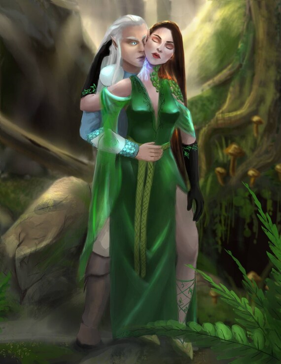 Elven Couple Fantasy Art Print | Etsy