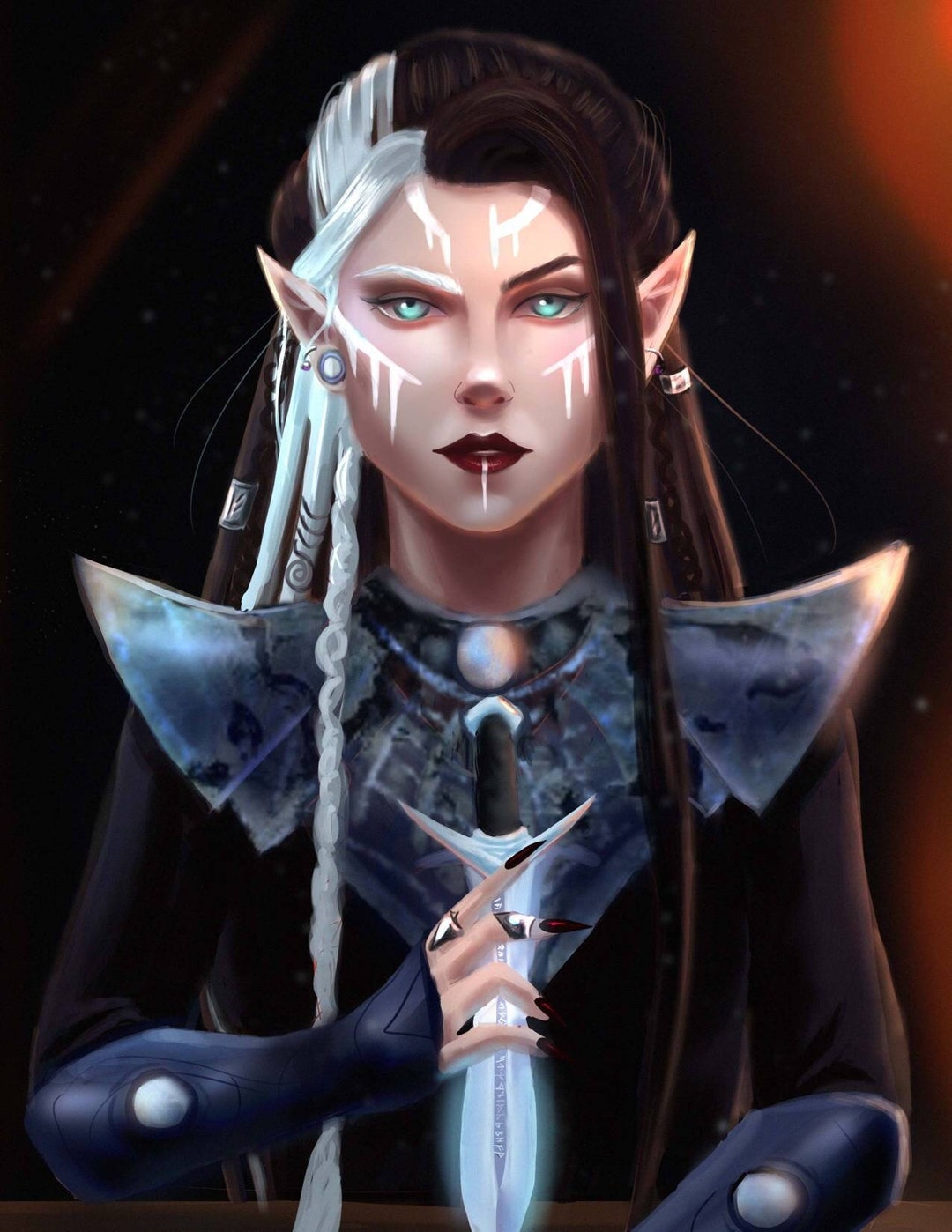 Elven Warrior Moonshadow Elf Art Print - Etsy