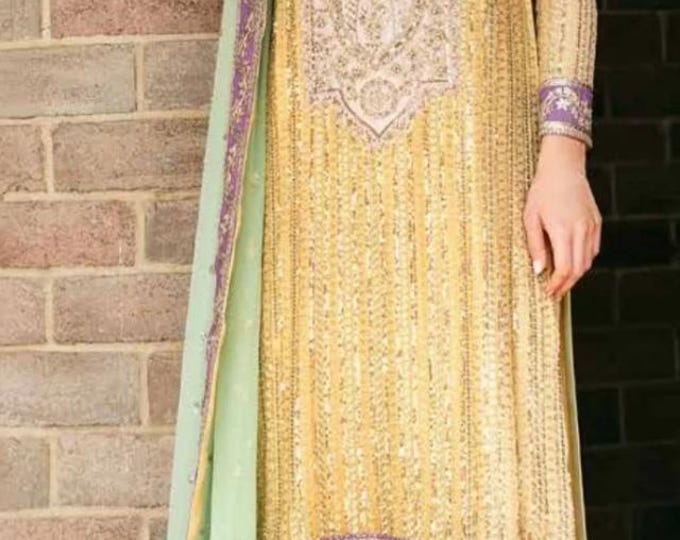 Pakistani Wedding Dress Chiffon Designer Marium N Maria Embroidery ...